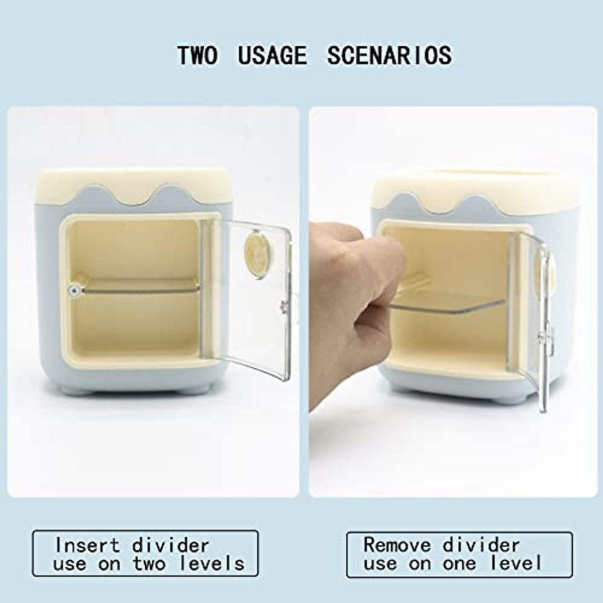 Zyners Pen Holder Pencil Organizer with Drawer for kids, Cosmetic Makeup Brushes Holder for Dressing Table, Pig Nose Cute Pen Holder for Kids, Office, Desk, School(Blue)