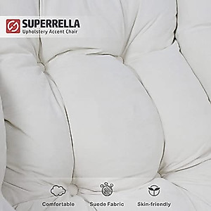 Superrella Modern Soft Accent Chair Living Room Upholstered Single Armchair High Back Lazy Sofa (White)