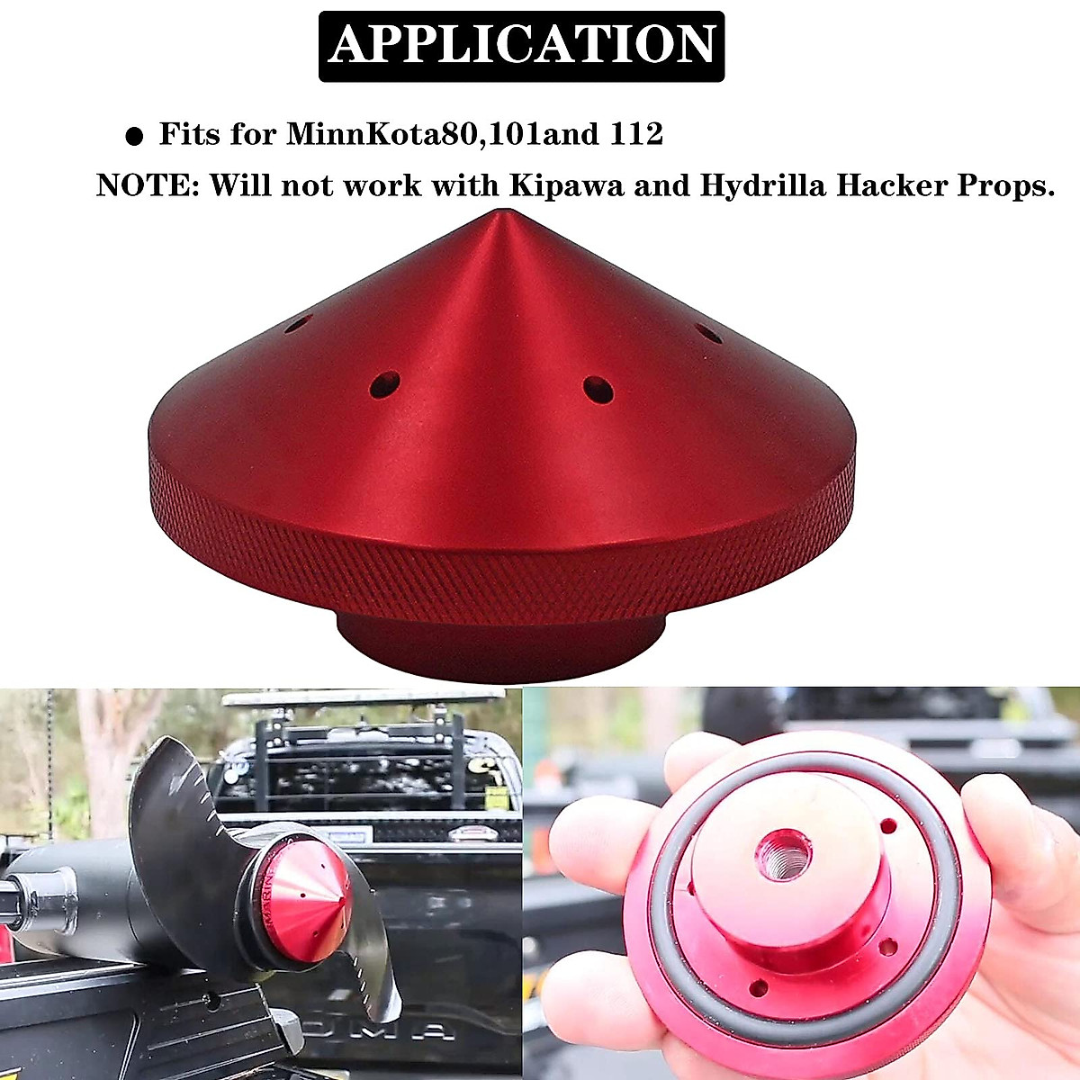 Eliminator Prop Nut #GFEL-MK-BK-DP Boat Motor Replace for T-H Marine Compatible with MinnKota 80, 101 and 112 Trolling Motor (red)