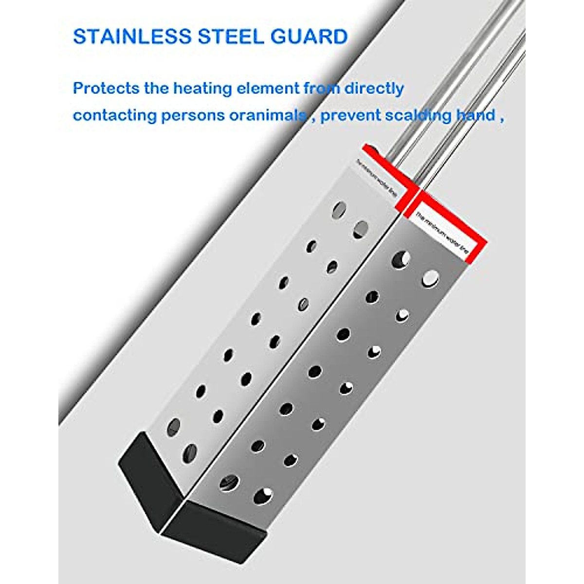 1500W Immersion Water Heater, Pool Water Heater Above Ground with Stainless Steel Guard Cover and Digital LCD Thermometer for Bathtub, Garden, Backyard