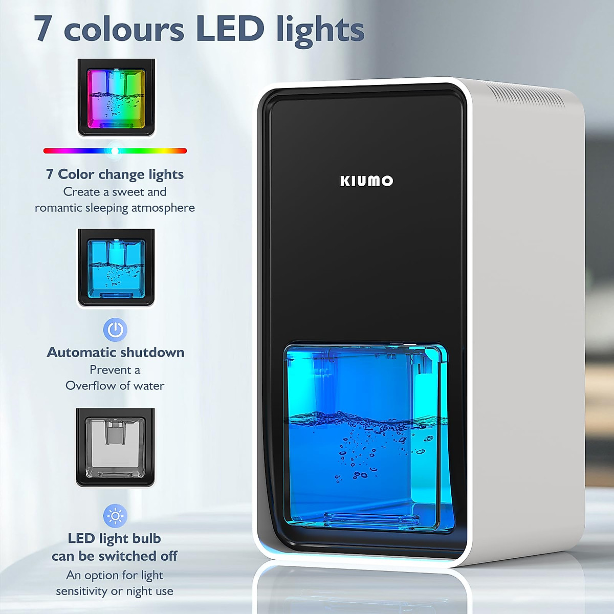 Dehumidifier for Home,Kiumo 40 OZ Small Dehumidifiers for Room, Quiet with Auto Shut Off, Portable Dehumidifiers for Bedroom (350 sq. ft), Bathroom, RV, Closet