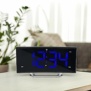 La Crosse Technology Curved Blue LED Atomic Dual Alarm Clock, 1.8 Inch (617-249)