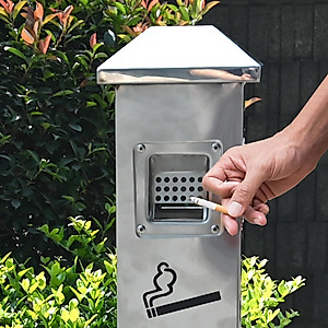 RDUIGT Commercial Stainless Steel Trash Can Outdoor Trash Receptacle with Removable Inner Bucket, All-Metal Construction, Suit for Patio Hotel Street Office Porch