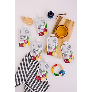 Serenity Kids Bone Broth Puree Made With Organic Veggies | Clean Label Project Purity Award Certified | 3.5 Ounce BPA-Free Pouch | Grass Fed Beef Pot Roast | 6 Count