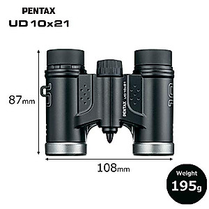 PENTAX Binoculars UD 10x21- Black. 10x magnification with roof prism. Bright and clear viewing, lightweight with Multi-coating to acheive excellent image performance. For concerts, sports and safari