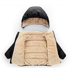 Happy Cherry Toddler Snowsuit Soft Thick Long Sleeve Jacket with a Removable Hooded Zipper Clothing Black Large