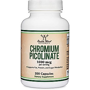Chromium Picolinate 1000mcg for Healthy Weight Management (High Absorption and Bioavailability) (300 Vegan Safe Capsules, Non-GMO, Gluten Free, Manufactured in The USA) by Double Wood Supplements