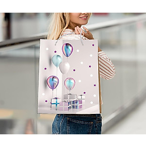 LUCKY AID 12.6” Birthday Gift Bag with Handle and Tissue Paper, Gift Bag for Boys, Girls, Women and Men’s Birthday Party, Baby Shower, Christmas Party Supplies(Purple)