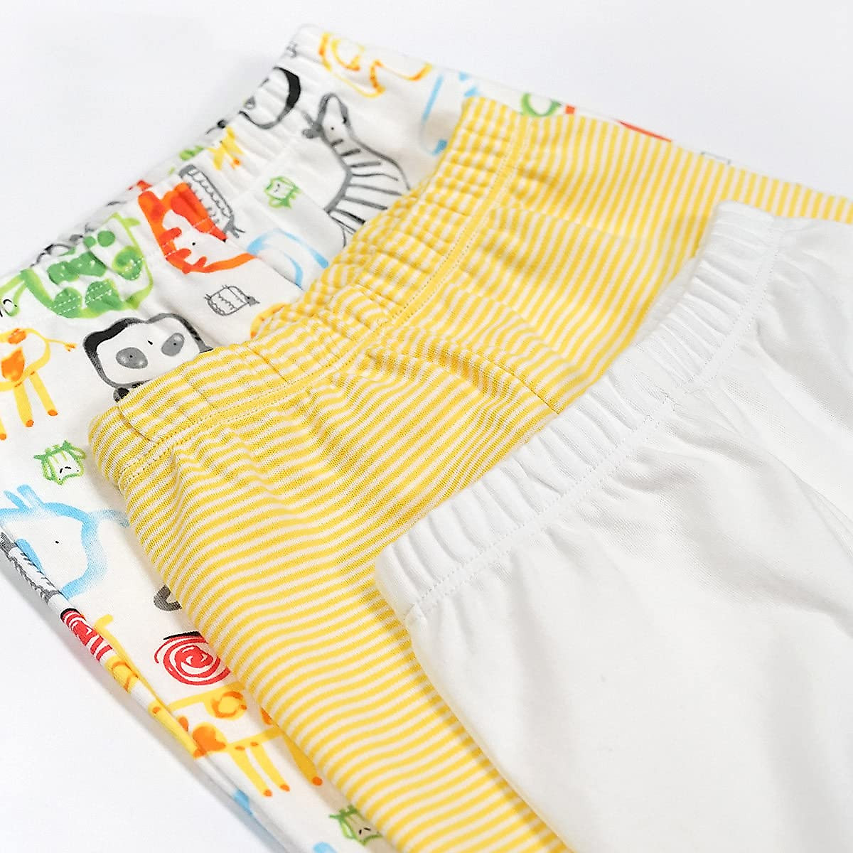 QGAKAGO Newborn Baby Footed Pants 3 Pack Cotton Casual Leggings Pants 0-12 Months (0-3 Months,Elephant)