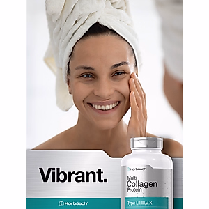 Horbäach Multi Collagen Protein 2000 mg | 180 Capsules | Type I, II, III, V, X | Keto & Paleo Friendly, Gluten Free Supplement