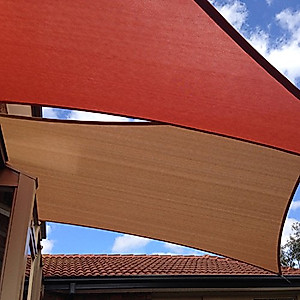 E&K Sunrise 10' x 15' Sun Shade Sail Rectangle Canopy Shade Cover UV Block for Pergola Patio Backyard Garden Outdoor (Brown)