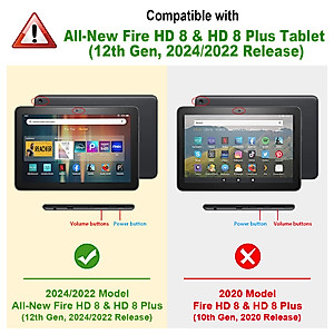 Fintie Case for Amazon Fire HD 8 & Fire HD 8 Plus Tablet (12th Generation, 2024/2022 Release) -[Tuatara] Rugged Unibody Hybrid Bumper Shockproof Kickstand Cover with Built-in Screen Protector, Black