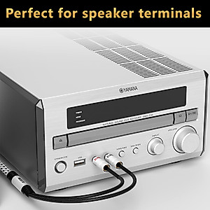 Elecan 14 AWG Speaker Cable Wire 50 Feet with Gold-Plated Banana Tip Plugs-CL2 Rated-in Wall-Heavy Duty Nylon Braided, Oxygen-Free Copper (OFC)-White-with 5 Cable Ties