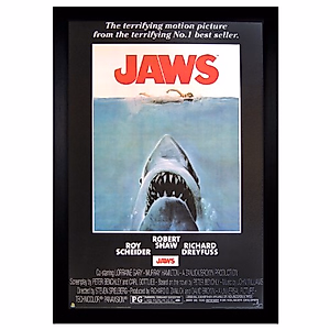 Jaws Movie, Great White Shark 24x36 Framed Poster (C2-1055)