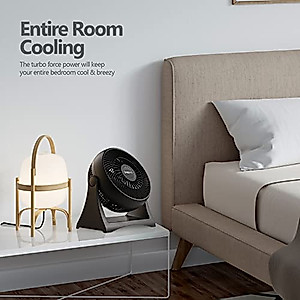 Air Circulator Portable Turbo Fan, 3 Speed Adjustable Desk Powers Cool Air-Waves Up To 25ft, Made Of Durable Material, Great Office & Living Room, NF006-BK8, 4'' W x 10'' L x 10 H, Black
