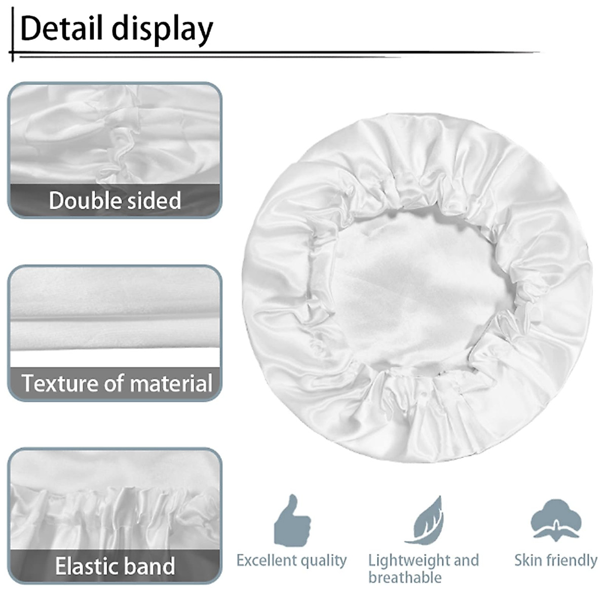 Babrukda Kids Hair Cover, Children Satin Bonnet, Boys Girls Satin Sleep Cap, Adjustable Elastic Band Beanie Hat for Night Sleeping Easy Clean Headwear for Toddler Baby Dinosaur