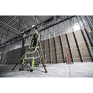 Little Giant Ladders Little Giant Ladder Systems Safety Cage 2.0, M4, 4ft Enclosed Platform, Ladder with Adjustable Outriggers, Fiberglass, Type 1AA, 375 lbs Weight Rating, (19704-146), Hi-viz Green