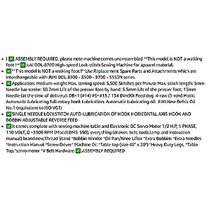 Juki DDL8700 LockStitch Industrial Sewing Machine,Table,Servo Motor,Lamp. Not Assembled