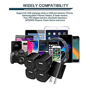 [5Pack/1Port] USB AC Charger Adapter, Wall Plug Fast Charging Outlet Power Box Cube for iPhone 14 13 12 11 Pro Max/Mini SE X XR XS, iPad, Samsung S22 S21 S20 S10 S9 Android Phones Multiple Brick Block