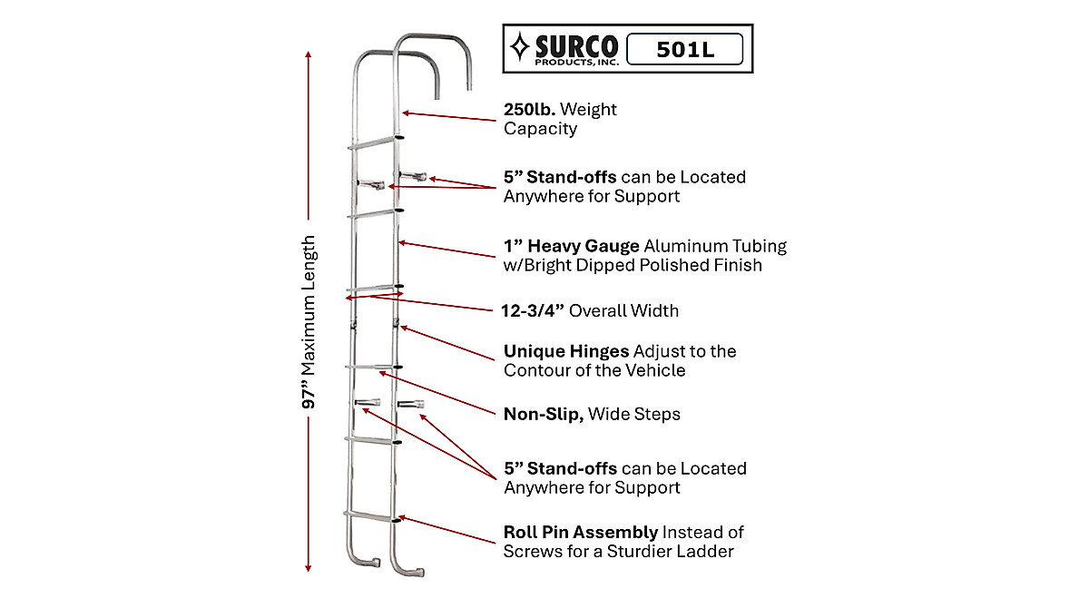 Surco 501L Universal Motorhome Ladder - Durable RV Access Solution