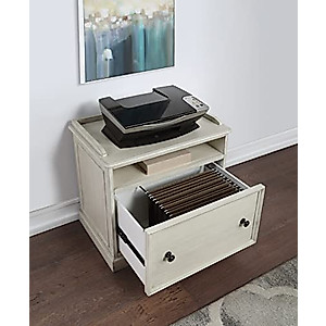 OSP Home Furnishings Country Meadows Lateral File Cabinet with Top Shelf, Antique White