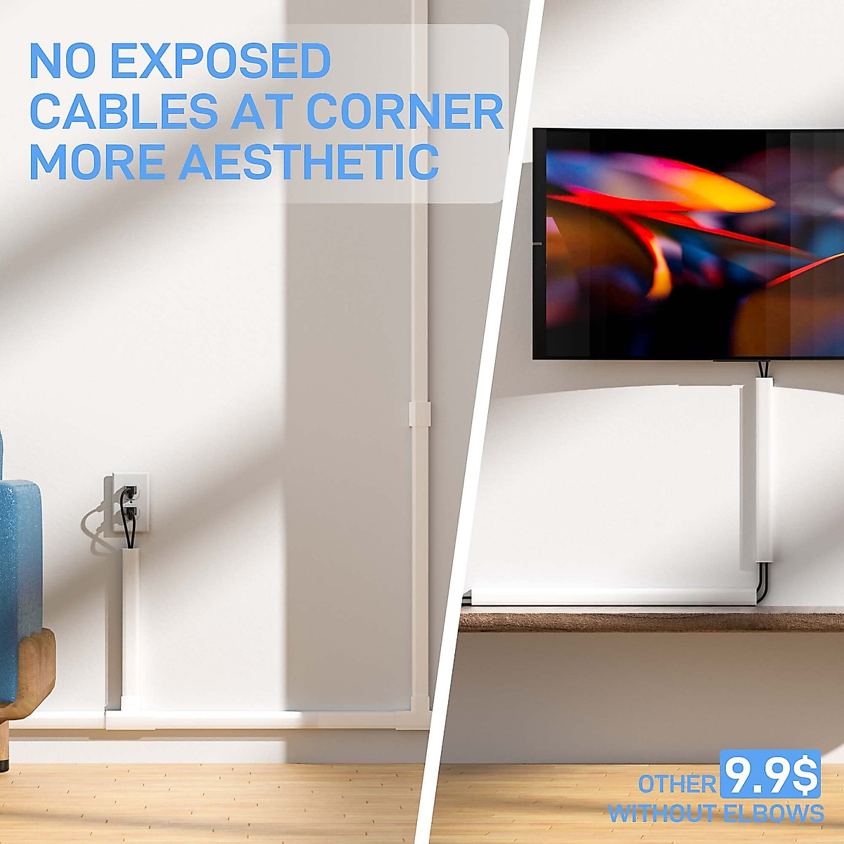 Delamu Cord Hider, 94.5in Cord Covers for Wires on Wall, Large Cable Hider Wire Covers for Cords, Wire Hiders for TV on Wall, Easy Set up Cable Cover Cable Management Kit, 6X W1.18 H0.67in, White