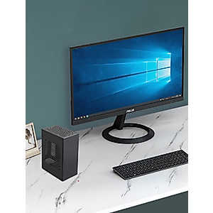 Aluminum Mini ITX Case with PCIe Riser, JOYJOM Mini PC Case, SFF Small Form Factor PC Case, TX Computer Gaming Case supports GPU Graphics Card (Black)