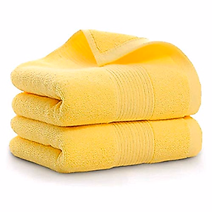 RUIBOLU Hand Towels for Bathroom - 100% Cotton Ultra Soft Highly Absorbent Hand Towel 2 Set, Size 14" x 30" Home Bathroom Hand Towels for Bath, Hand, Face, Gym Towel (Yellow)