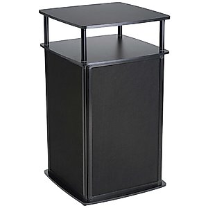 Displays2go Portable Trade Show Counter with Travel Bag, Locking Compartment - Foldable Booth Display Counter for Events - Black (LCTCNTBLK)