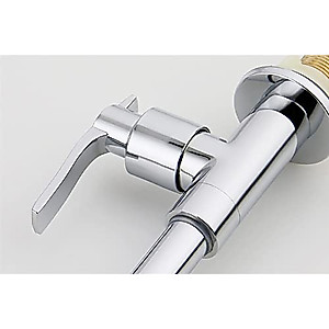 WJEF High Arc Rotary Brass Faucet Cold Water Tap Single Lever One Hole Sink Faucets for Kitchen, Bar, Patio and Outdoor, Chrome, Silver