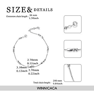WINNICACA Anklets for Women Sterling Silver Ankle Bracelets for Women Adjustable Beaded Anklet Womens Ankle Bracelet Boho Beach Jewelry Gifts for Women Her Sister Friend Birthday Holiday Gifts