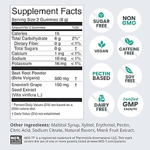 humanN SuperBeets Heart Gummies - Beet Gummy with Energy Support, Grape Seed Extract & Beetroot Powder, Sugar Free - Pomegranate Berry Flavor, 60 Count