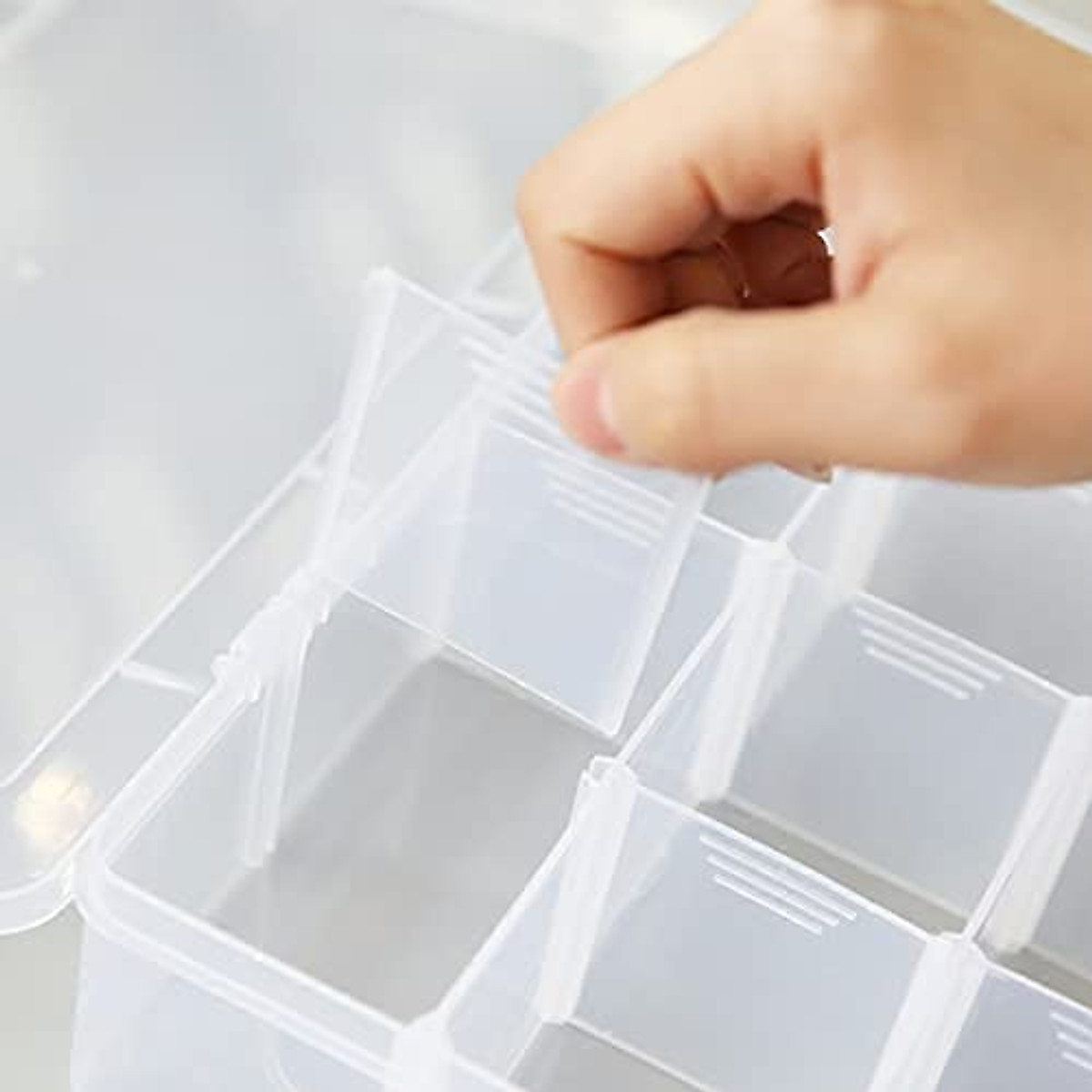 2 Pack 15 Large Compartments Organizer Box Clear Plastic Jewelry Storage Container Box Craft Organizer Case with Removable Dividers for Beads Small Parts Jewelry Crafts(10.8" × 6.5" x 2.2")