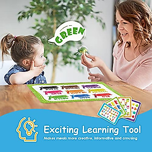 NiBaby Educational Placemats for Kids Reusable Wipeable - Toddler Placemats for Learning Alphabet ABC Color Number Shape - Kids Placemats for Dining Table Kindergarten - Set of 4