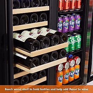 30 inch Wine and Beverage Refrigerator, 33 Bottles & 96 Cans Wine Cooler Refrigerator, Dual Zone Wine Cooler with Glass Door and Lock, Built in or Freestanding Under Counter Wine Fridge