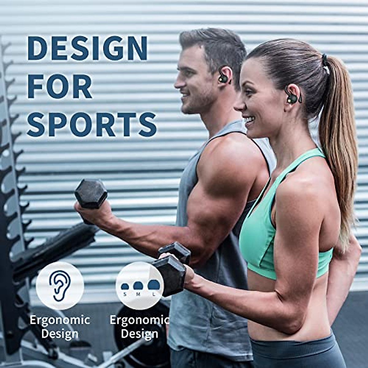 Wireless Earbuds Bluetooth5.2 Headphones 120H Playtime Ear Buds IPX7 Waterproof Bluetooth Earphones, Over-Ear Headphones with 800mAh Charging Case Touch Control for Sport/Running/Work/Gaming