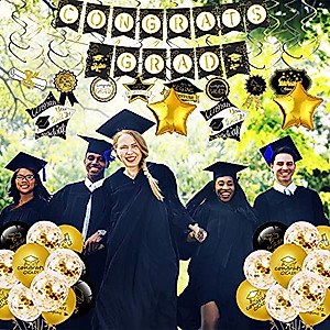 NAIWOXI Graduation Decorations Class Of 2023, Graduation Party Decorations Include Congrats Grad Banner, Hanging Swirl, Graduation Backdrop, Sash, Balloon, Foil Curtain, Tassel For Grad Party Supplies