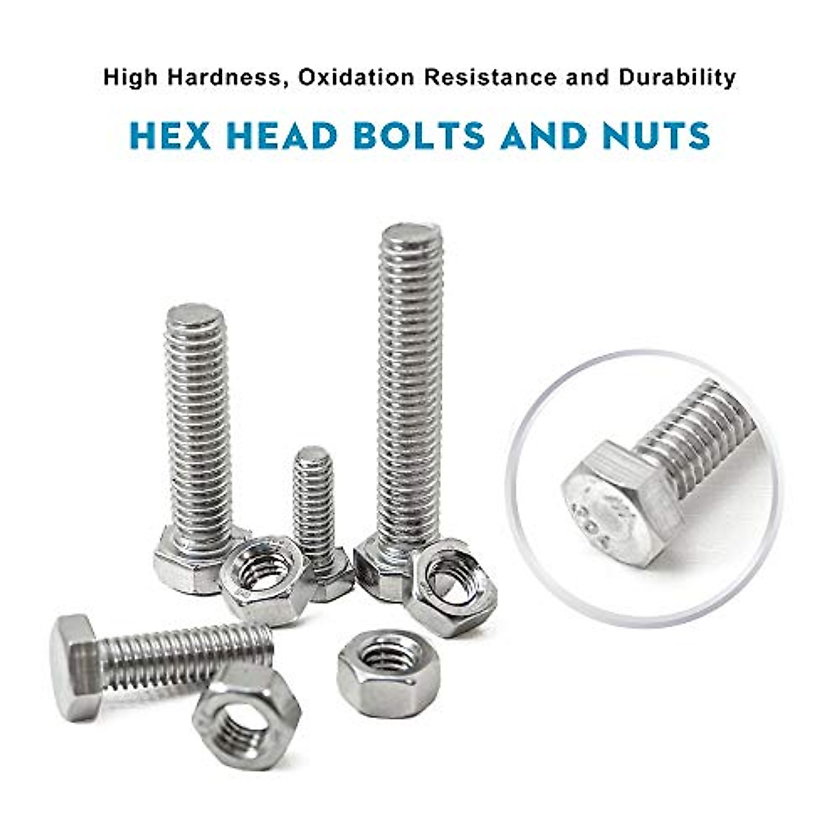 150PCS M5 Hex Head Cap Screws Bolts and Nuts Assortment Set,304 Stainless Steel Fasteners Bolts Kit with Combination Box，10/16/20/25/30mm Length