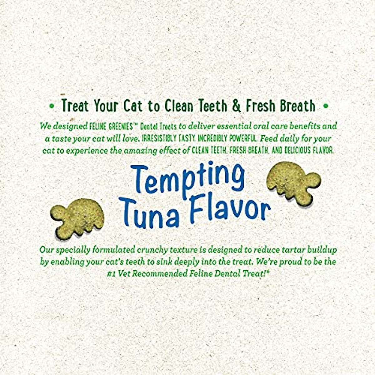 FELINE GREENIES Natural Dental Care Cat Treats Tempting Tuna Flavor, 2.1 oz. Pouch