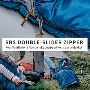 Unigear Camfy Bed 30°F Sleeping Bag – Premium Comfortable Sleeping Bag for Adults and Kids – Lightweight Portable for 3 Season Camping(Light Blue, Regular)