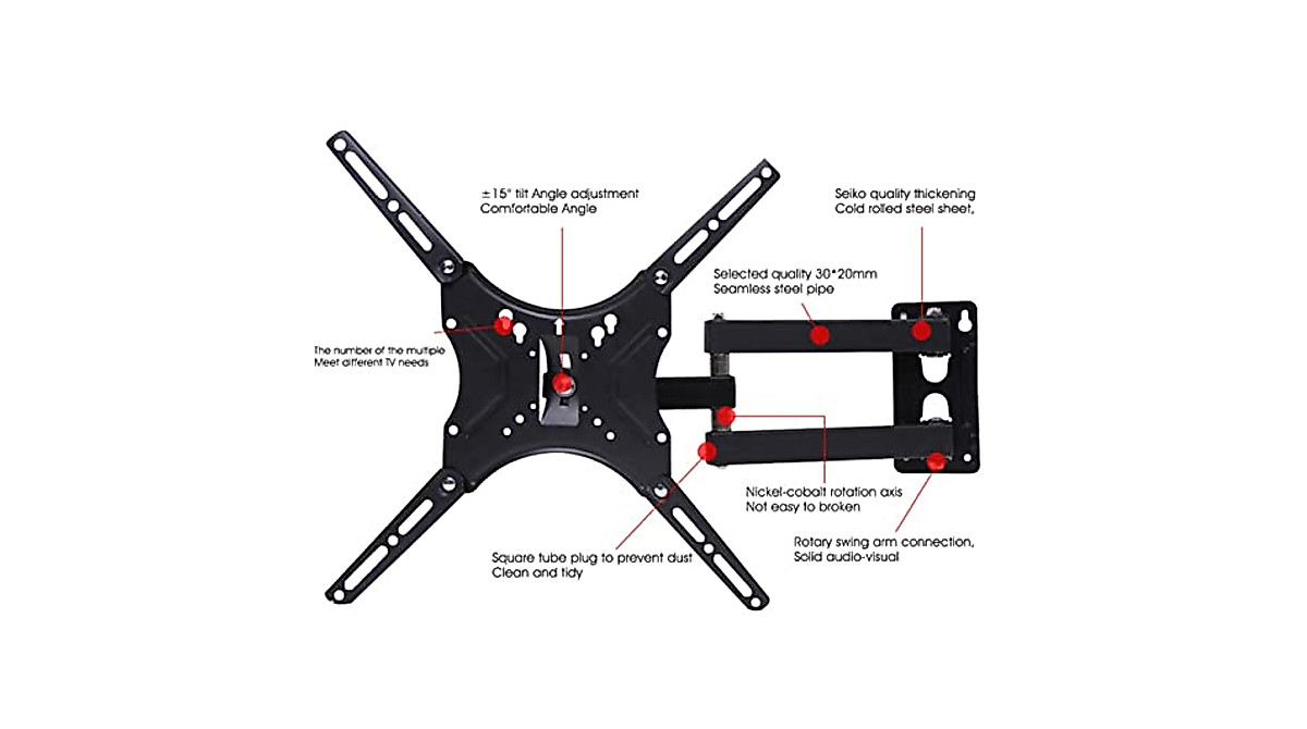 Huarui Full Motion TV Wall Mount for 14-55 Inches TVs | Low Profile ...