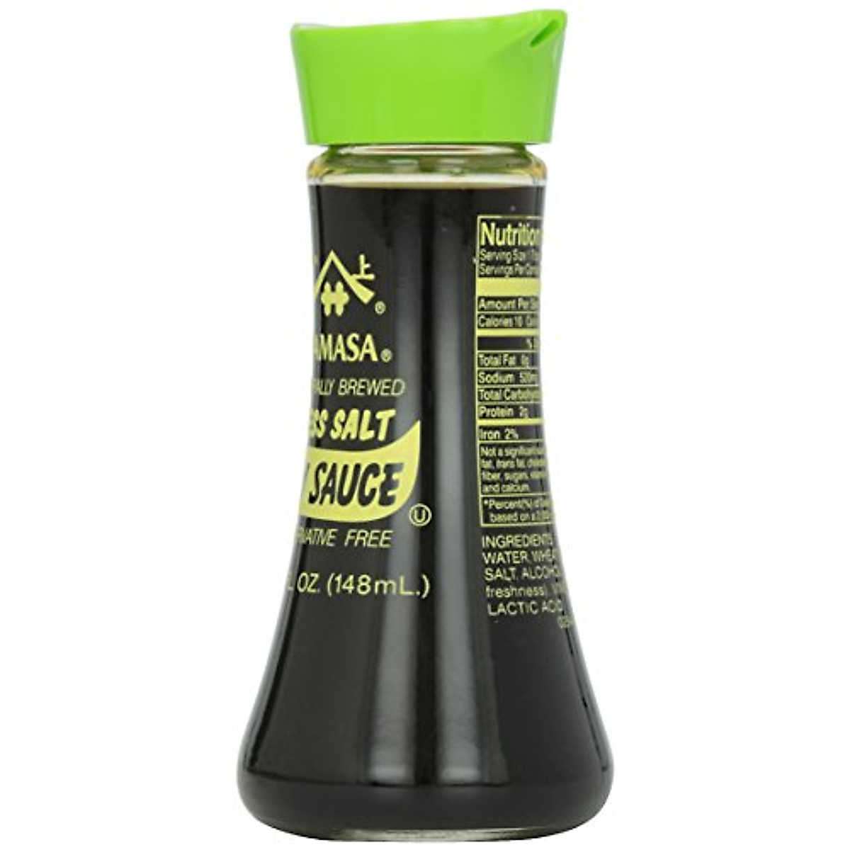 Yamasa Soy Sauce, Naturally Brewed Less Salt Low Sodium Preservative Free in Glass Dispenser, 5 fl oz (Pack of 1)