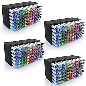 Polar Whale 4 Art Marker Storage Tray Organizers Pen Pencil Brush Storage Design Stand Supply Horizontal Storage Non-Scratch Non-Rattle Washable Compatible with Copic and More Each Holds 72