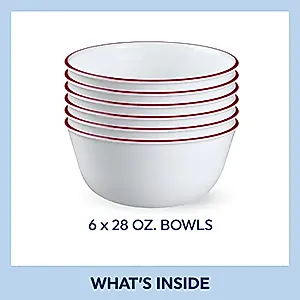 Corelle,Glass 28oz Red Band Bowl 6pk