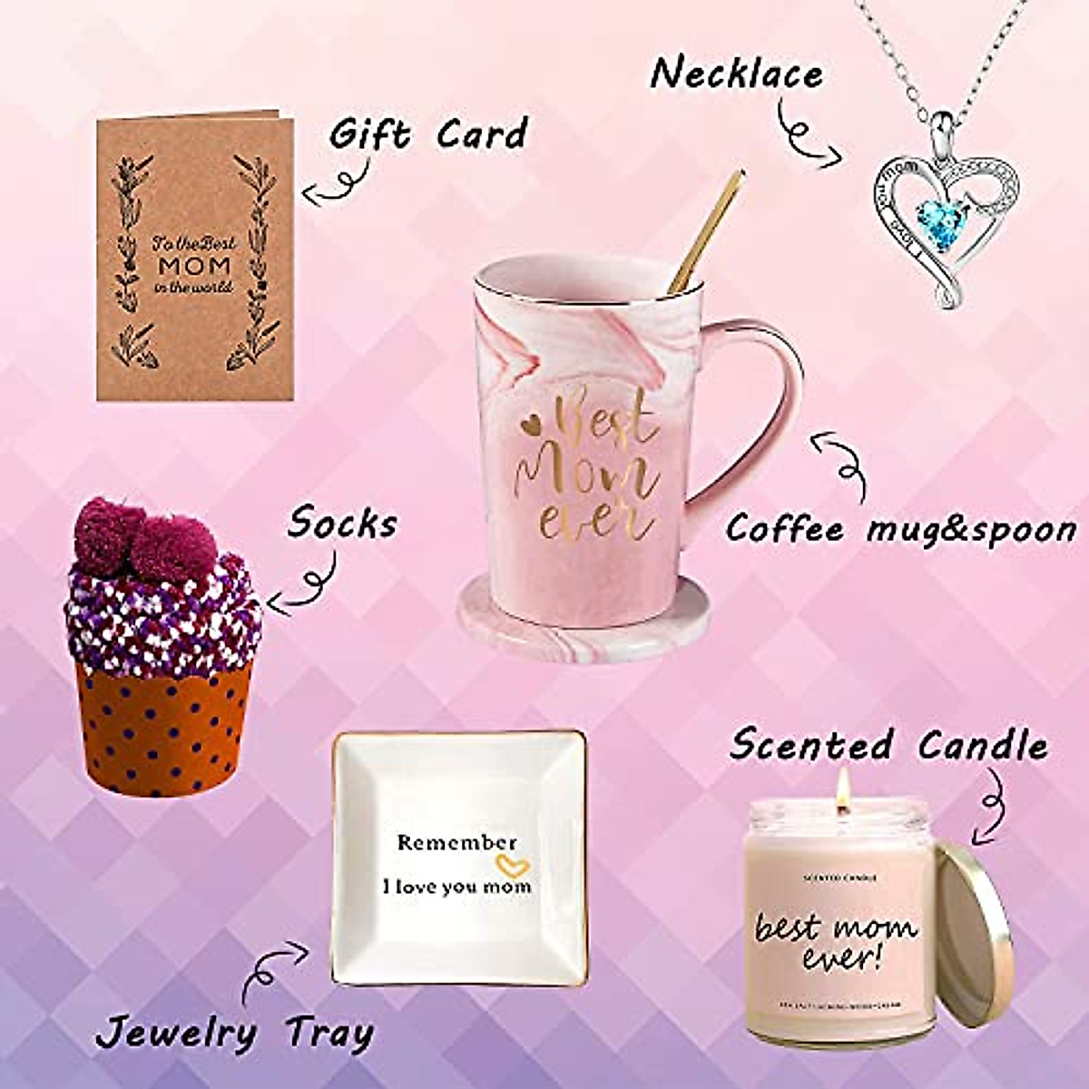 Brigruk Gifts for Mom, Mom Birthday Gifts, Mothers Day Gifts for Grandma from Daughter Son Unique, Best Mom Ever Gifts Box for Sister, Gifts Set for Wife from Husband