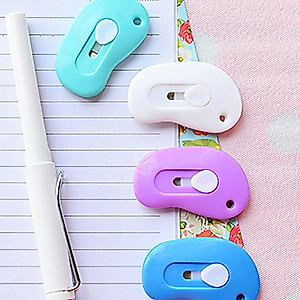 Olpchee Mini Retractable Utility Knife Letter Opener Portable Box Paper Cutter Touch Knife (Random Color) (3Pcs)
