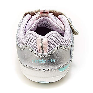 Stride Rite baby girls Soft Motion Kylo Sneaker, Silver/Multi, 5.5 Wide Toddler US