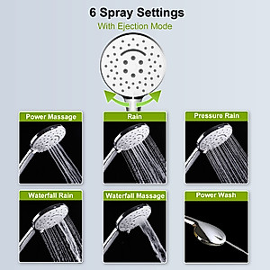 Shower Head, High Pressure Shower Head With Handheld, Extra Long 80" Stainless Steel Hose, Hand Held Detachable Showerhead With Jet Modes, Chrome