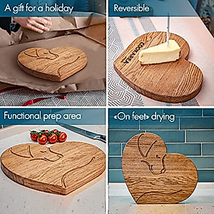 COOKAREA inspo, Heart Dog Premium Oak Cutting Board for Kitchen, Reversible, Serving board for Charcuterie, Vegetables and Meat, 11" x 9" x 1" (Oak, Natural)