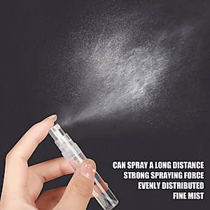 Fandamei Mini Spray Bottle, 10 Pack 5ml Mini Plastic Spray Bottle Empty, Fine Mist Refillable Mini Perfume Bottle, Perfume Atomizer, Small Sample Containers, Plastic Portable Travel Bottle, Clear